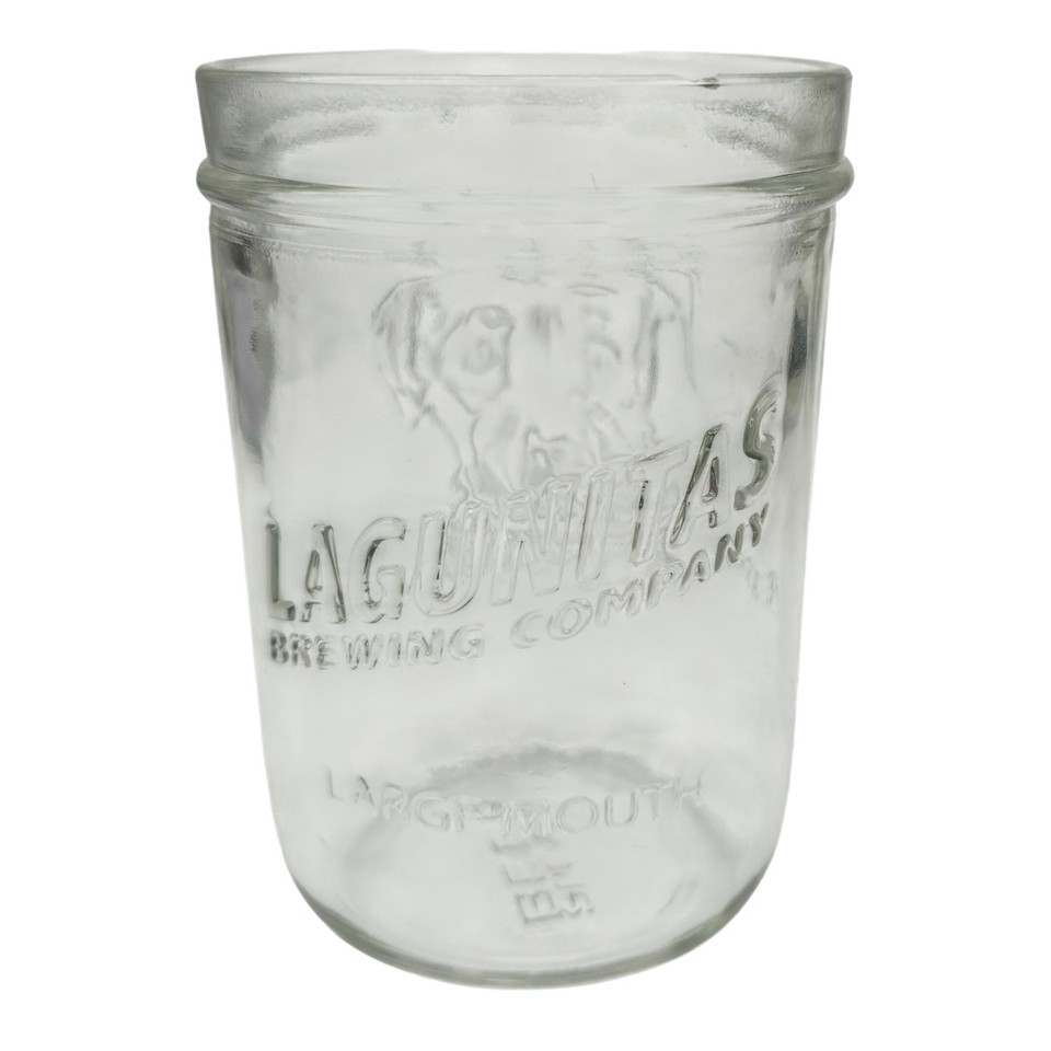 Lagunitas Brewing Company Beer Glass Embossed Dog Logo Mason Jar 16 oz ...