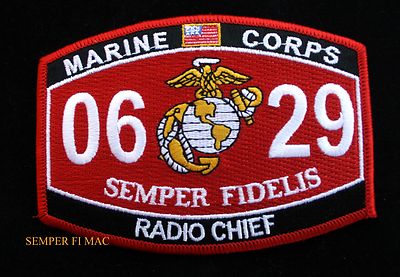 MOS 0629 RADIO CHIEF PATCH HF VHF COMM US MARINES PIN UP MOS 2537 USS ...