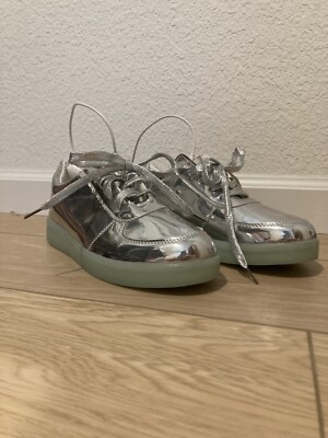11” Silver Shiny Light Up Shoes With Sparkly Laces | eBay