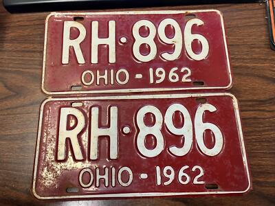 Vintage Original 1962 Ohio License Plate RH-896 Pair Of 2 Man Cave | eBay