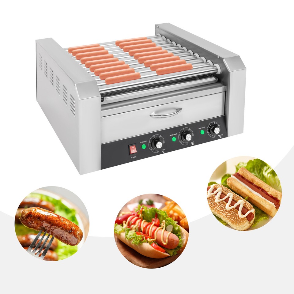 Commercial Hot Dog Machine 11 Roller & 30 Hotdog Grill Cook Warmer ...