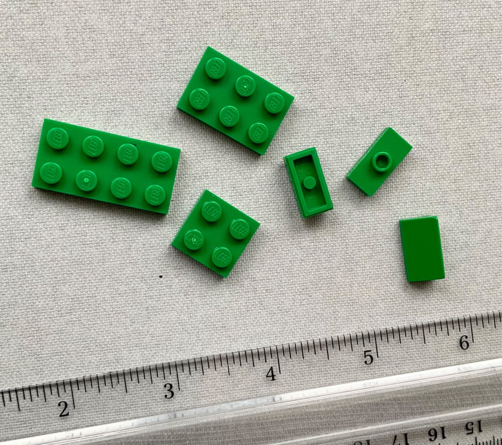 MIXED LOT OF 6 LEGO PARTS / BRICKS GREEN 1x2 / 1x3 / 1x4 WEDGE & TILE ...