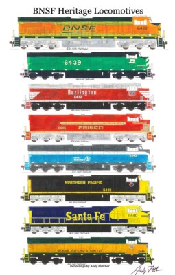 BNSF Proposed Heritage Locomotives 11"x17" Poster by Andy Fletcher ...