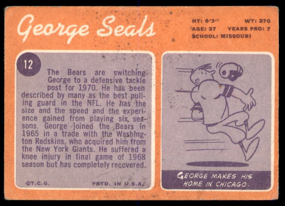 1970 Topps #12 George Seals | eBay