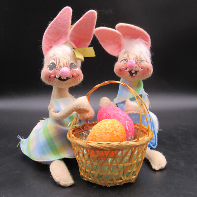 Annalee Dolls Easter Parade Couple, Vintage 1971, Foam Eggs & Basket, 2 ...