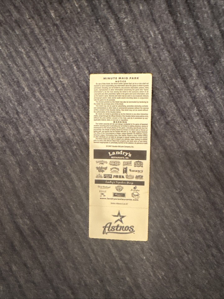 Hunter Pence Autograph Signed Ticket Rookie 2007 Houston Astros ...