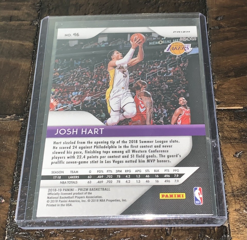 2018-19 Panini Prizm Josh Hart 46 Rookie Silver Prizm Los Angeles ...