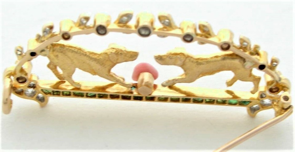 ANTIQUE DIAMOND EMERALD CONCH PEARL DOG BROOCH 1920's WEINMAN BROTHERS ...