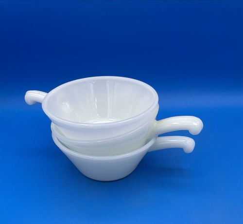 Vintage Anchor Hocking Fire King Oven Proof White Milk Glass Handled ...