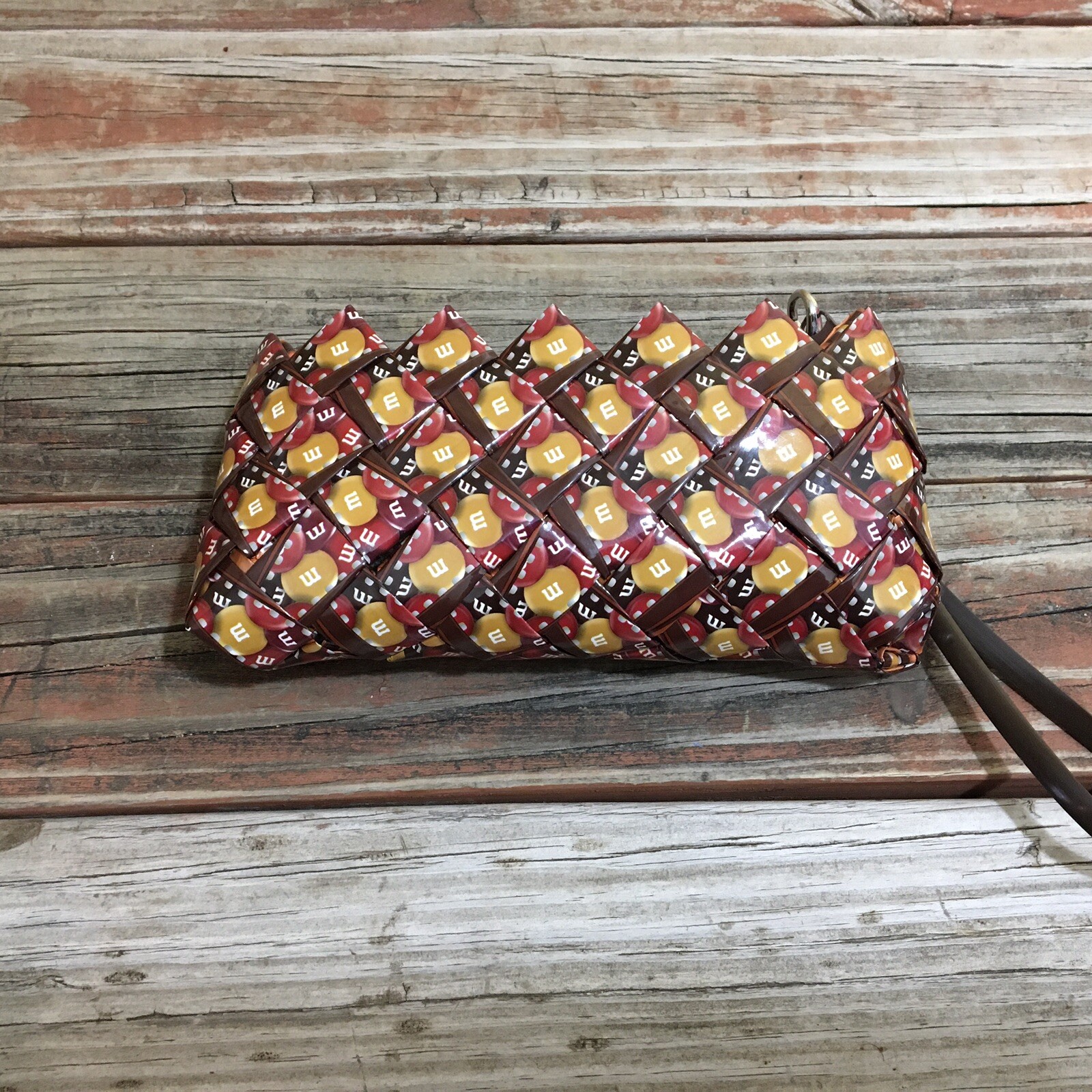 Brown M&M Recycled Wrapper Zippered Purse Clutch Bag… - Gem