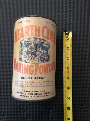 VINTAGE HEARTH CLUB BAKING POWDER CARDBOARD BODY TIN ADVERTISING | eBay