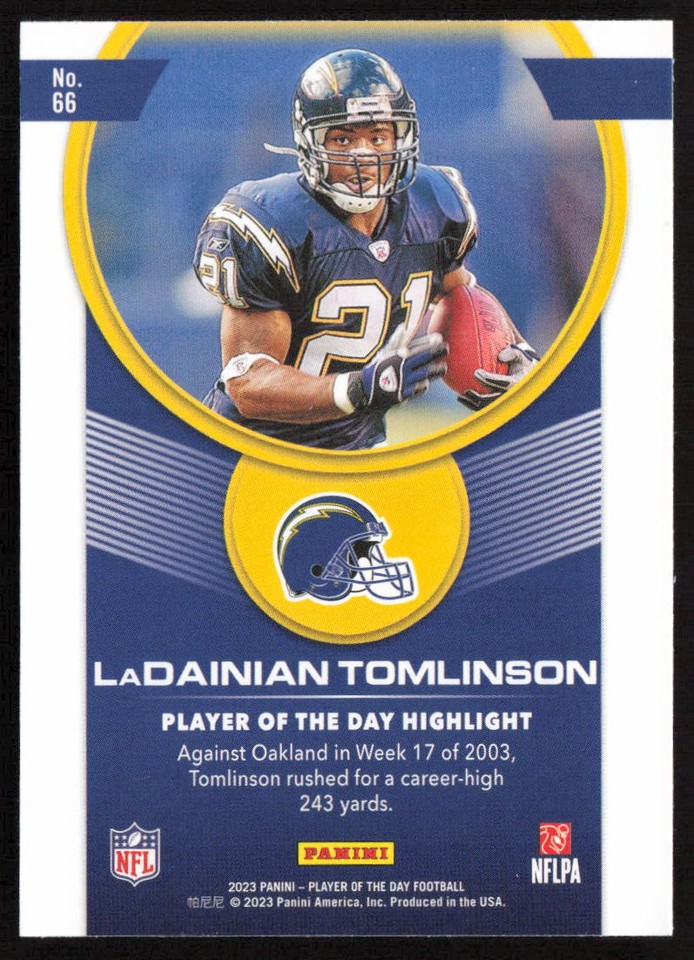 2023 Panini NFL Player of the Day LaDainian Tomlinson #66 San Diego ...