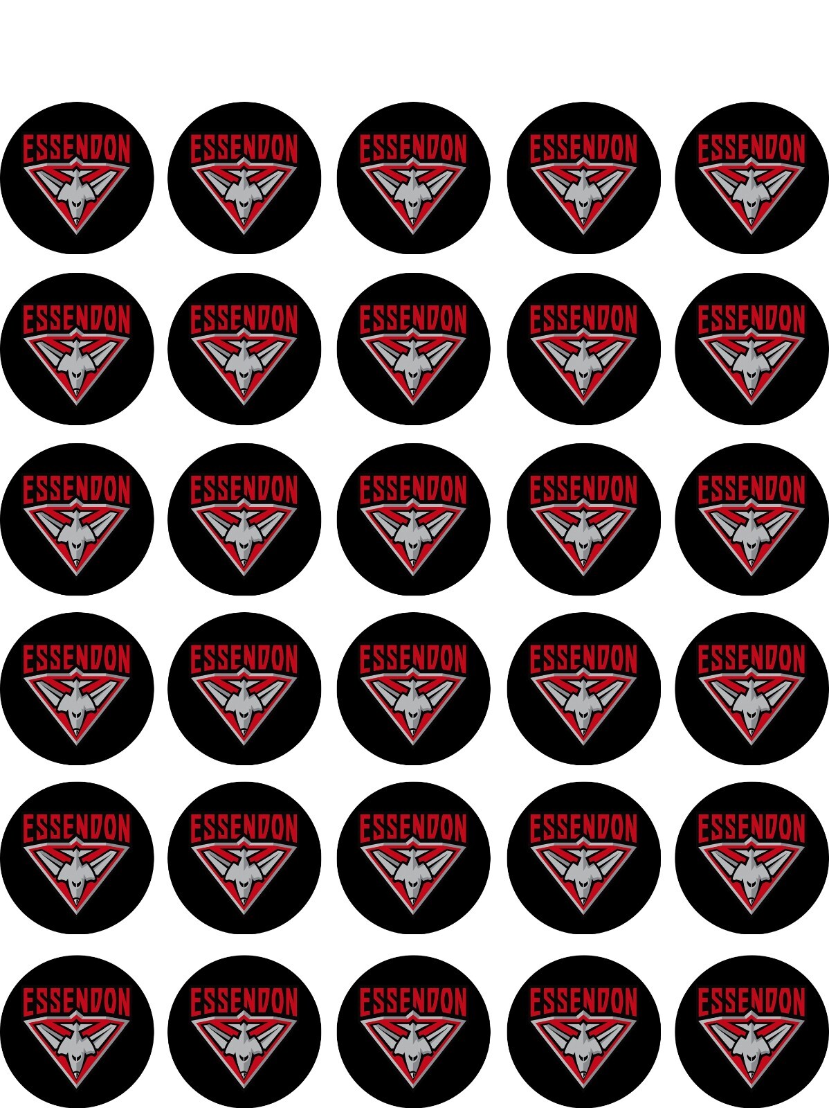 ESSENDON FC - EDIBLE ICING IMAGE - CUP CAKE TOPPERS - 3.5CM X 30 | eBay ...