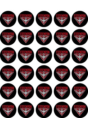 ESSENDON FC - EDIBLE ICING IMAGE - CUP CAKE TOPPERS - 3.5CM X 30 | eBay ...
