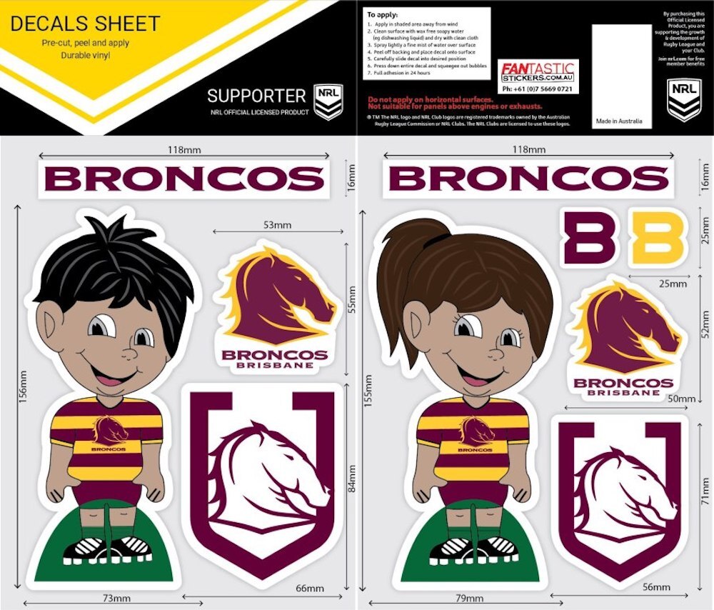 Brisbane Broncos NRL Boy Girl Logo Decal Stickers | eBay