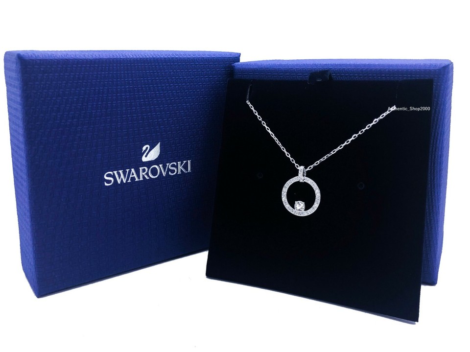 NEW SWAROVSKI Rhodium Rose Gold Crystal Pave Creativity Circle Pendant ...