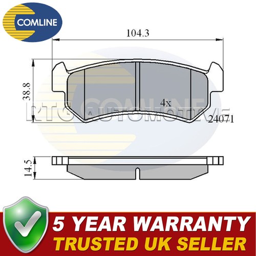 Comline Rear Brake Pads Set Fits Chevrolet Lacetti Daewoo 1.4 1.6 1.8 ...
