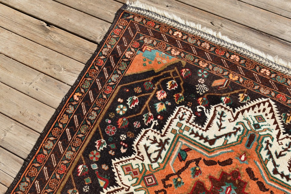 Caucasian Rug 3x6 Size Handknotted Vintage Primitive Brown Carpet ...