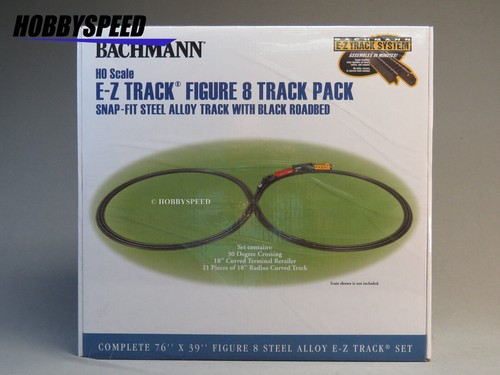 BACHMANN E-Z TRACK HO FIGURE 8 PACK LAYOUT steel alloy w black roadbed ...