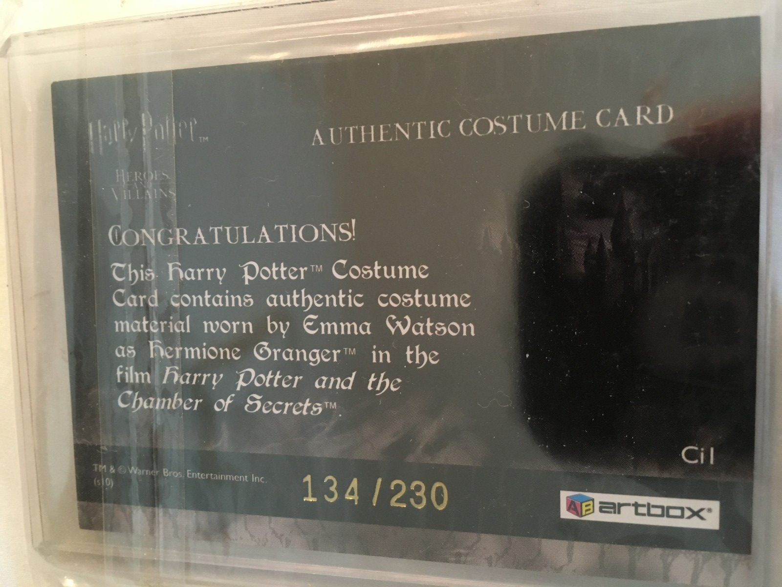 Hermione Granger Harry Potter Costume Card Relic Emma Watson Chamber Of ...