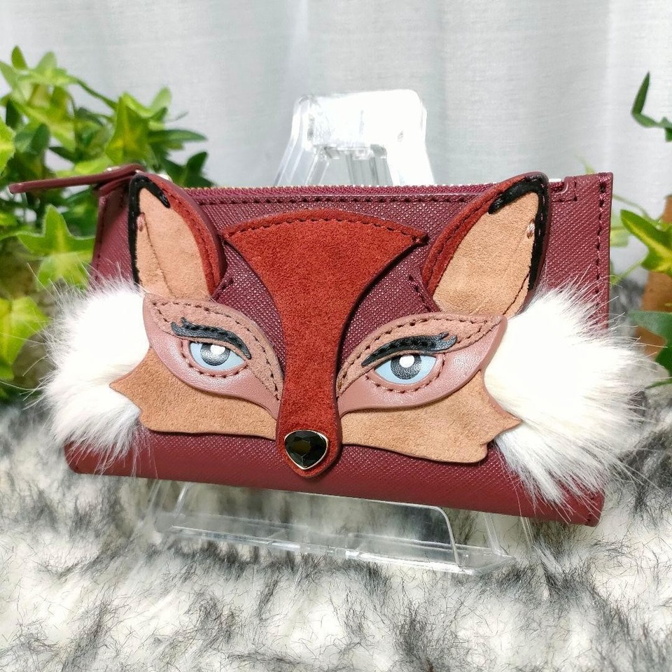 KATE SPADE Fox Caramel Brown Suede Wallet Mint Animal Face | eBay