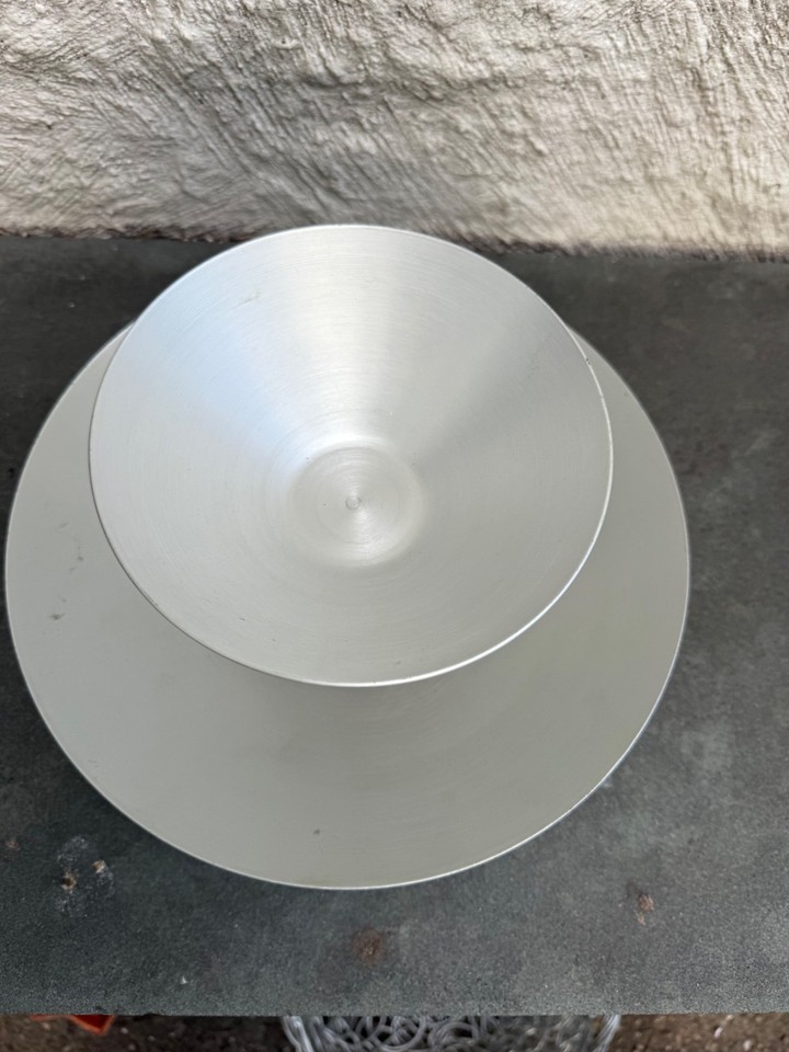 Vintage Mirro Medallion Aluminum Two Tier Serving Dish Atomic Mid ...