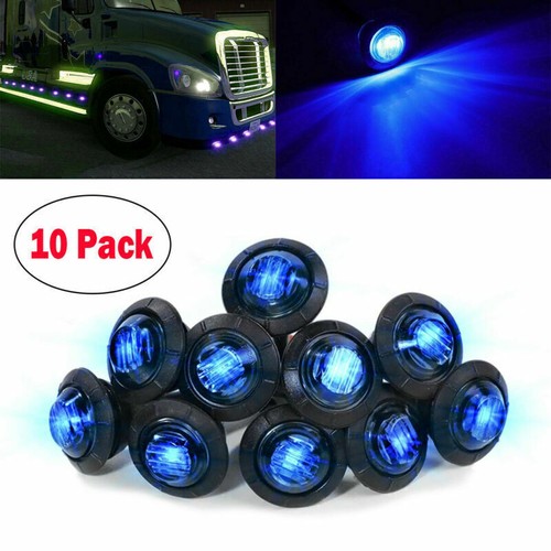 10X Smoked Blue Round Side Marker lights 3/4"LED Bullet Light Truck ...