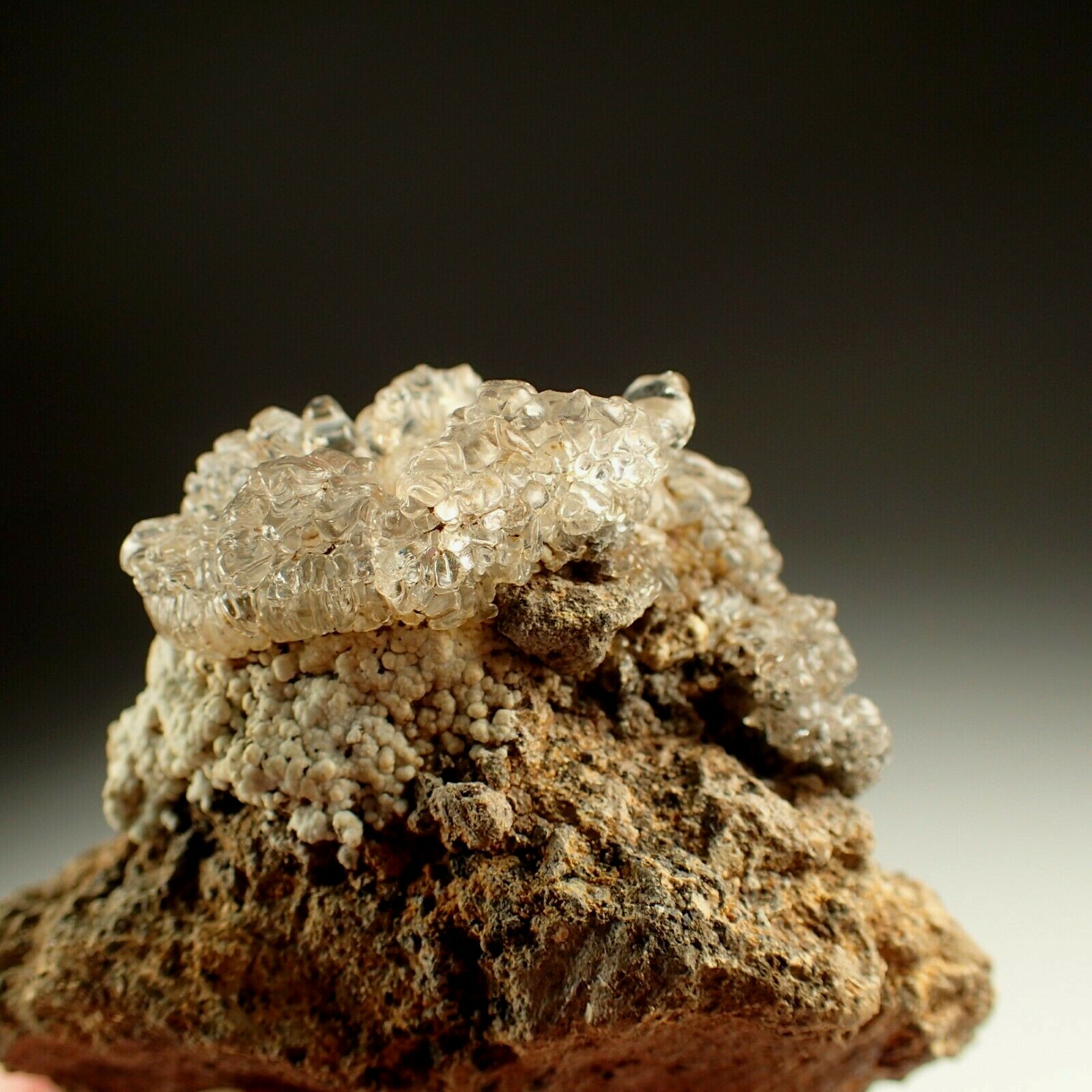 HYALITE * WATER-CLEAR BOTRYOIDAL OPAL ON MATRIX * NICE ! Valec, CZECH ...