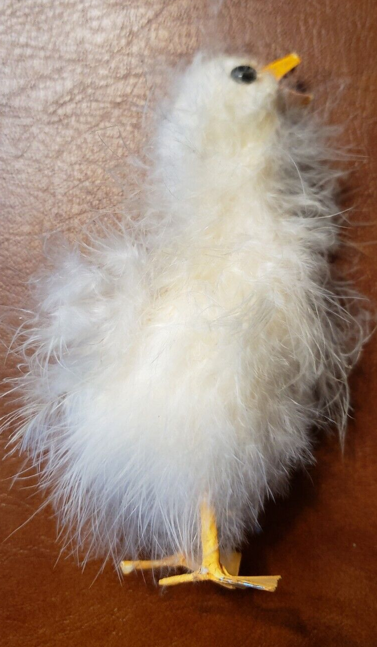 Vintage Fuzzy Baby Easter Chick Figure Feathered Decoration | eBay