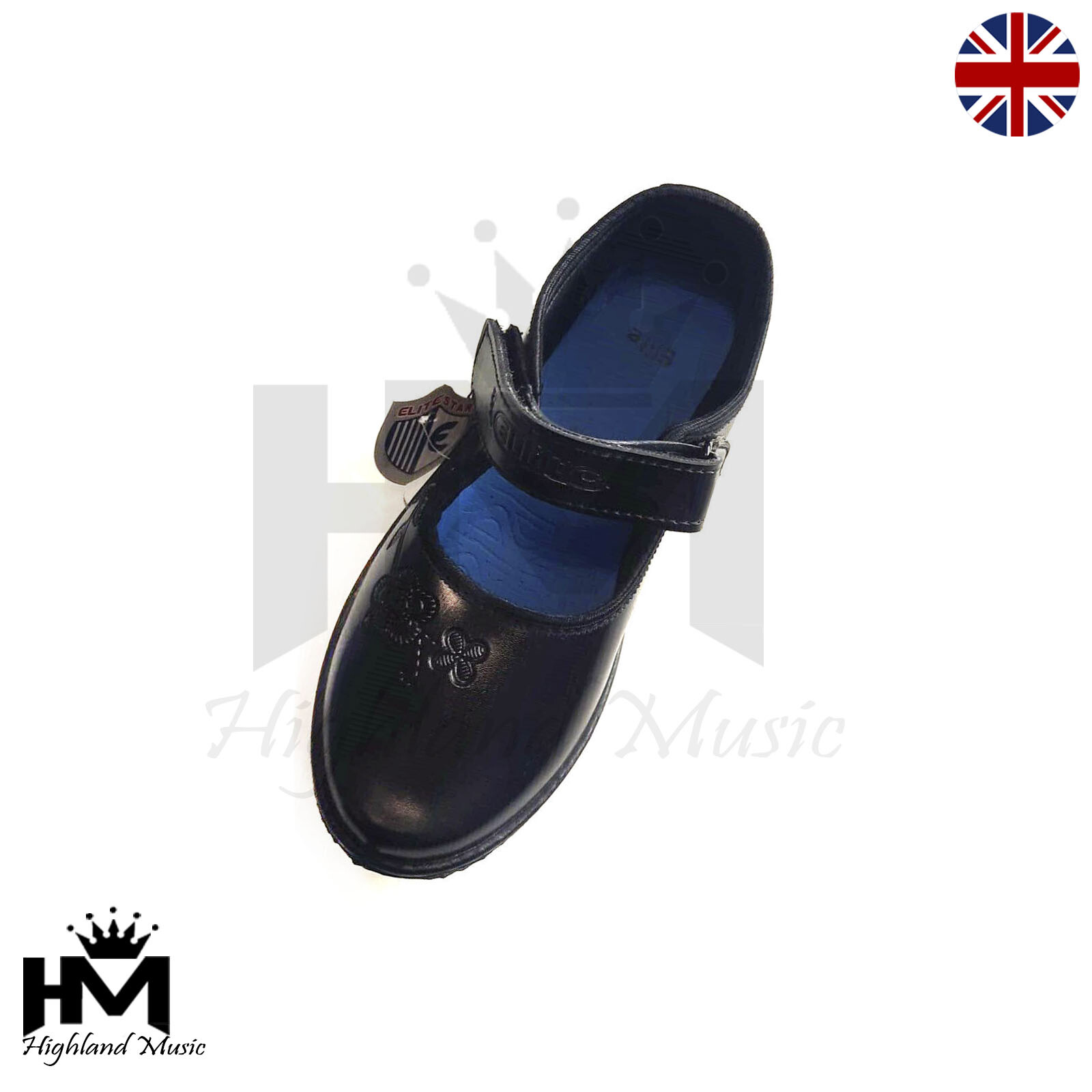 HM GIRLS BLACK SCHOOL SHOES - STRAP FORMAL PUMPS KIDS COMFORTABLE EASY ...