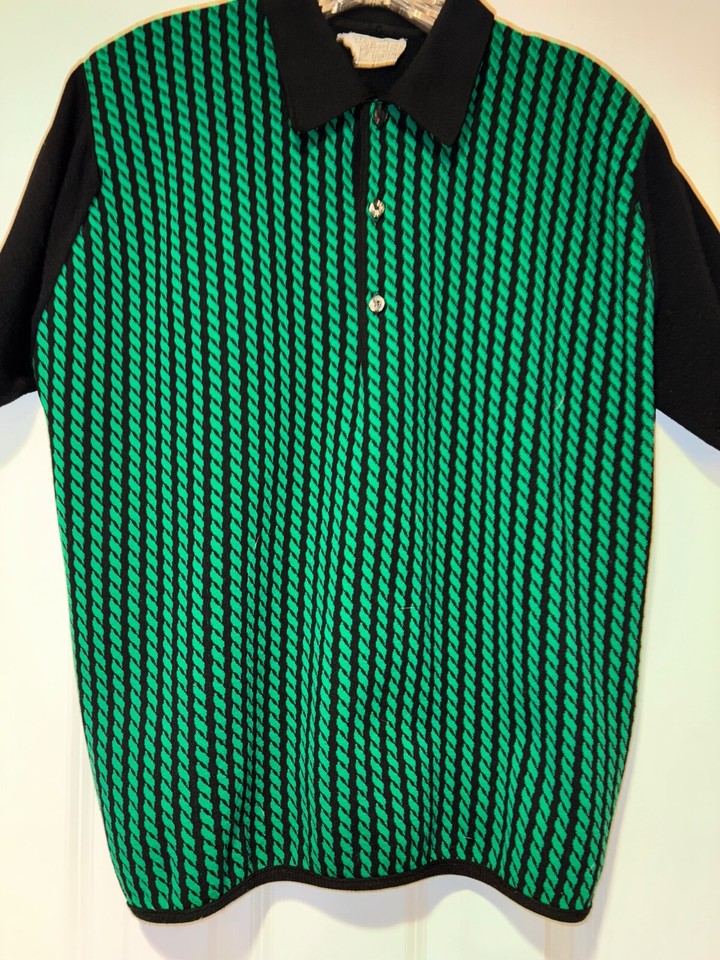 Vtg 60’s Men's Knit Polo Shirt Rockabilly Atomic Mad Men BanLon Mad Men ...