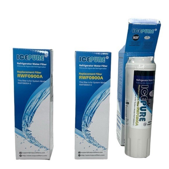 Ice Pure 3 Pack Refrigerator Water Filter Replacement Filter RWF0900A ...