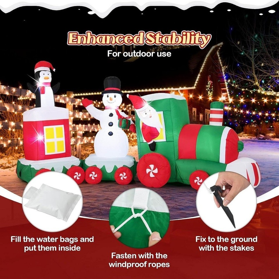 3.5M Christmas Inflatables Train, Blow Up Santa Claus Driving Train ...