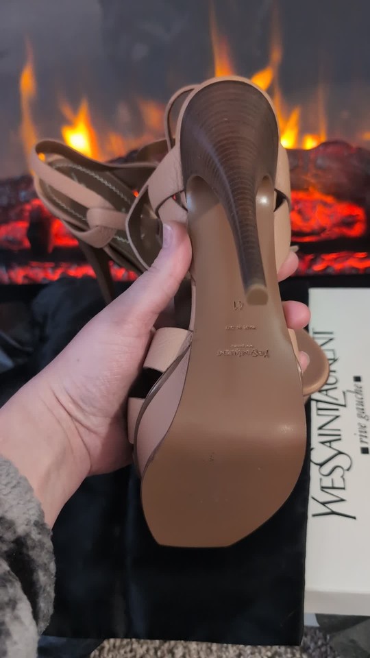 Saint Laurent YSL Tribute Platform, Size 41, Beige Leather | eBay