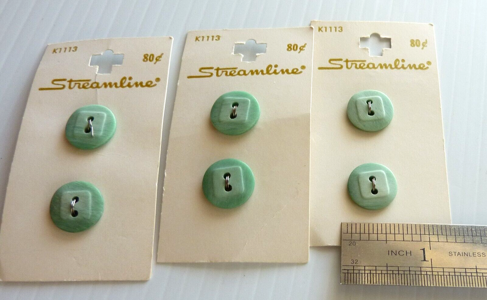 Vintage Streamline Buttons Green Style K1113 Size 24 (5/8")15mm ...