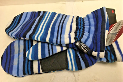 WINTER COLLECTION WARM FLEECE MITTENS (BLUE STRIPE) THINSULATE ...