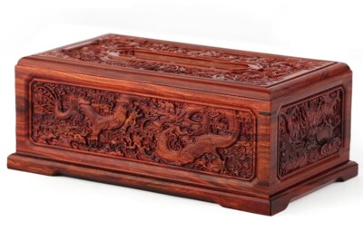 Chinese Dragon Carved Rosewood Tissue Paper Box Holder Home Decor | eBay