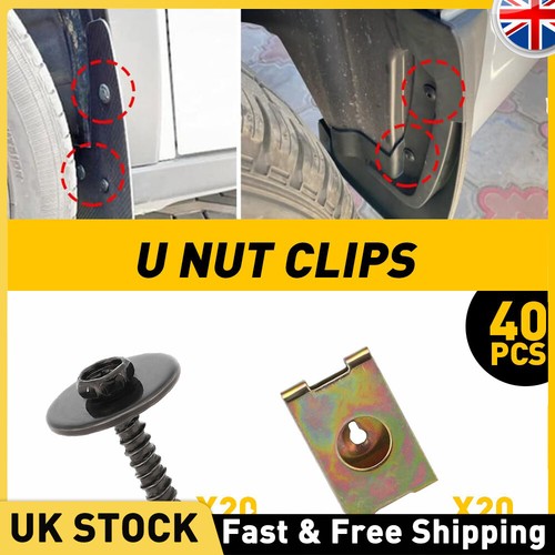 40x Car Screw Body Fender Bumper U Nut Clips Fastener For BMW F10 E46 ...