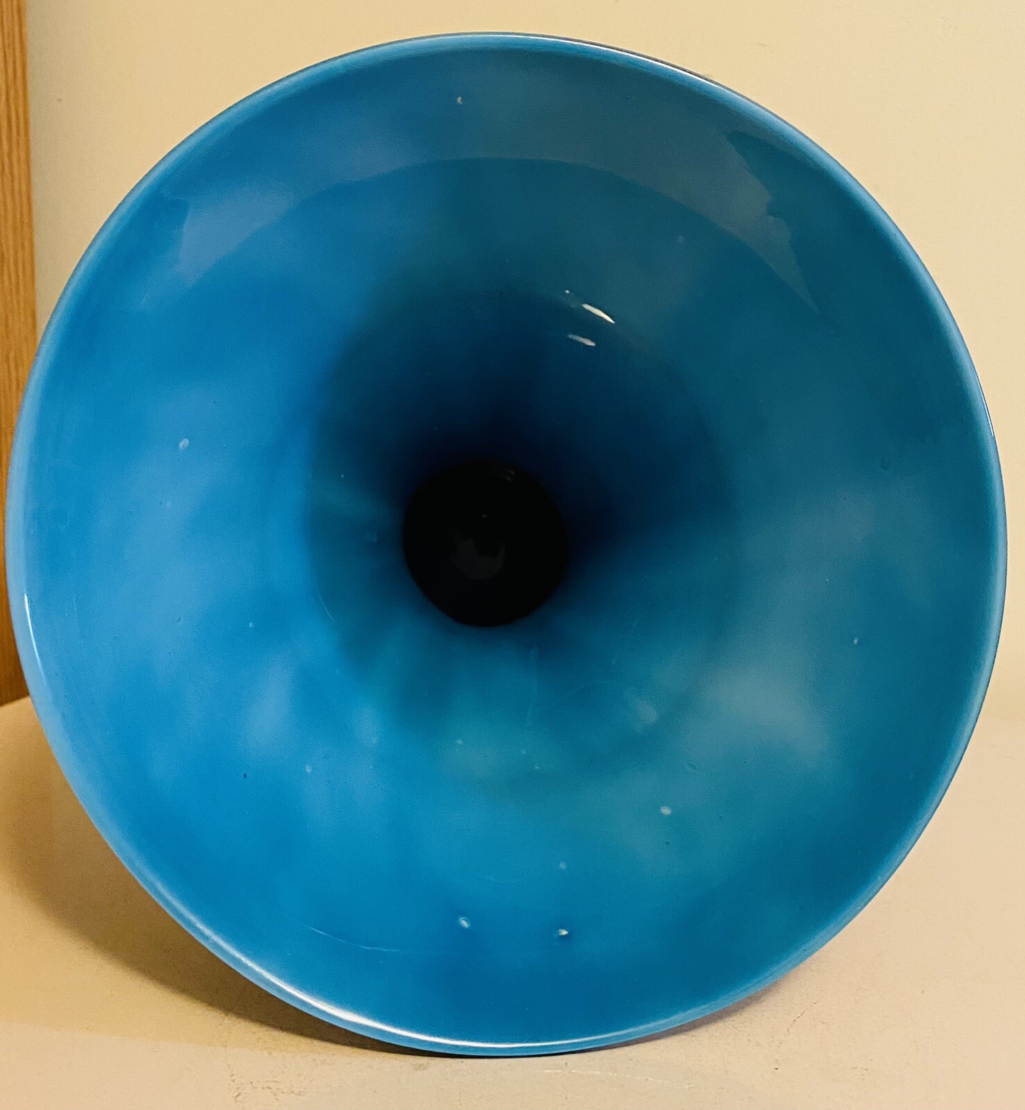 Vtg Murano Hand Blown Cased Glass Vase 12” H 8”Flare Rim Turquoise ...