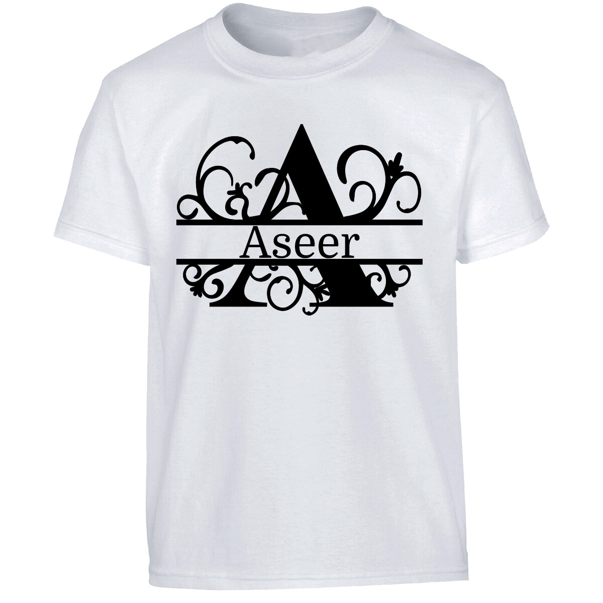 Personalised Initial Monogram Kids T-Shirt Boy's Girls Children's Tee ...