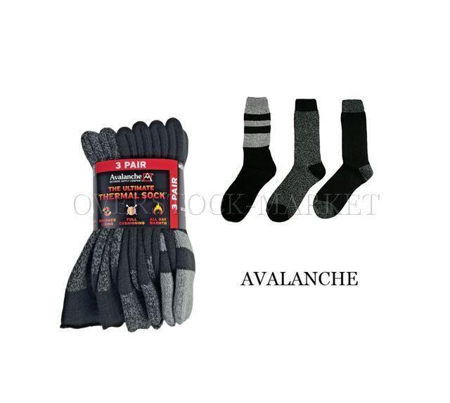 NEW! MEN'S AVALANCHE ULTIMATE THERMAL CREW SOCKS! 3 PACK! BRUSHED ...