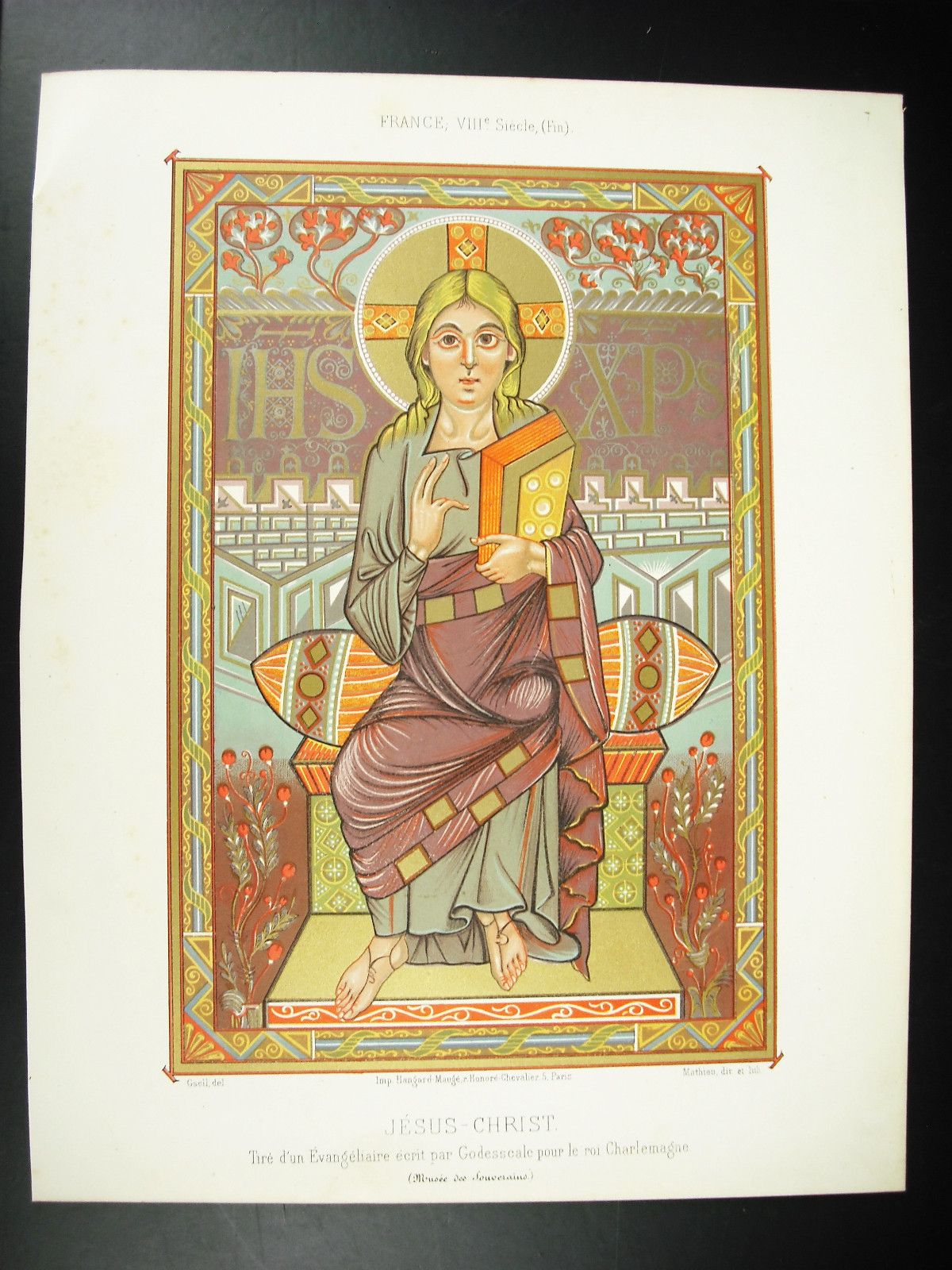 Jesus Christ Ap Godesscalc for King Charlemagne Town Litho Xixth 1858 ...