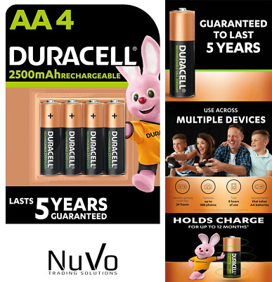 Duracell AA 2500 mAh Rechargeable Batteries Ultra High Power Duralock ...