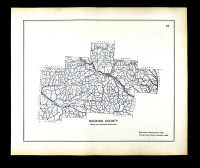 IL, IN, MI, OH, WI - Ohio Authentic 1910 Antique Highway Map