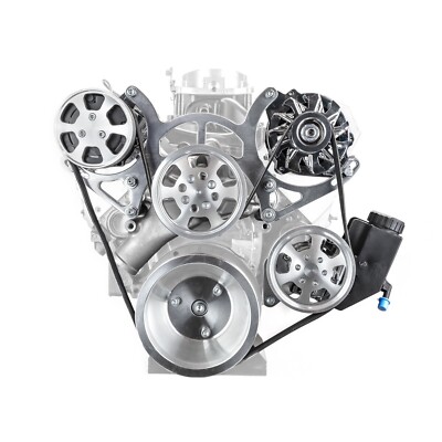 SBC Chevy 327 350 383 Clear Anodized Aluminum Serpentine Kit | eBay