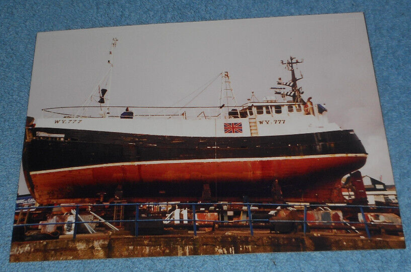 Vintage English Fishing Boat Photo Whitby Trawler Vessel WY.777 Sarah ...
