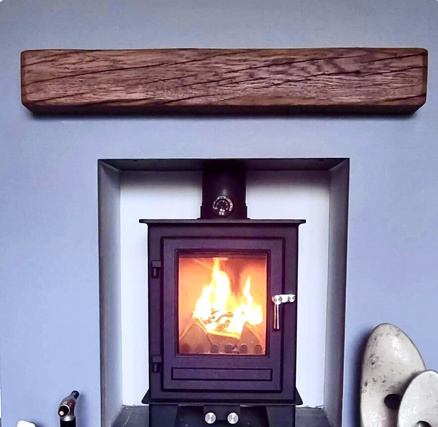 15x15CM SOLID OAK BEAM FLOATING FIREPLACE MANTEL FARMHOUSE STYLE-RANGE ...