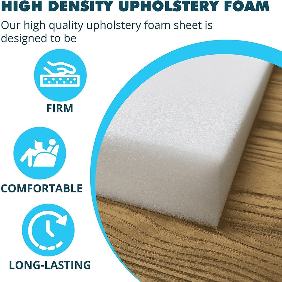 Foamma 1" x 22" x 22" High Density Upholstery Foam Padding for Cushions ...