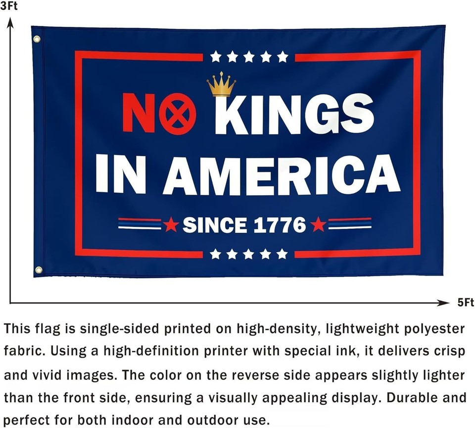 No Kings in America since 1776 Patriotic Funny Cool Flags Meme Flags ...
