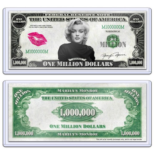 Marilyn Monroe Million Dollar Bill Chic Kiss Glamour Collectible with ...